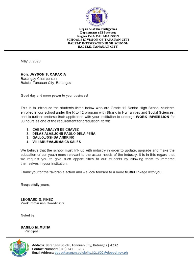 Endorsement Barangay | PDF