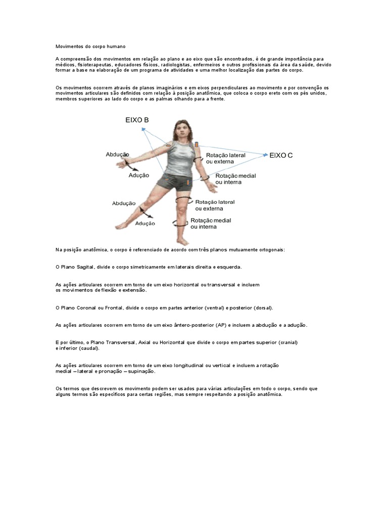 Movimentos Articulares do Corpo Humano | PDF
