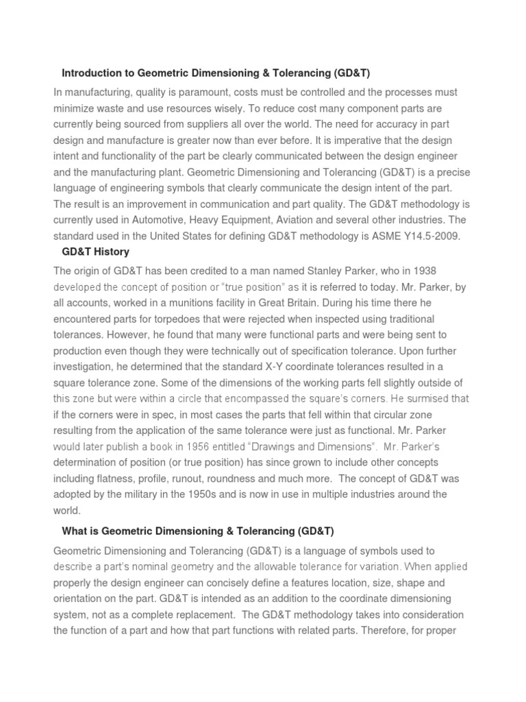 Introduction to Geometric Dimensioning | PDF | Engineering Tolerance | Engineering