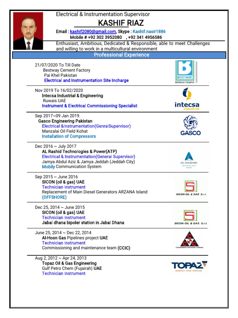 Kashif Riaz E&I Supervisor-1-Merged - Organized | PDF | Valve ...