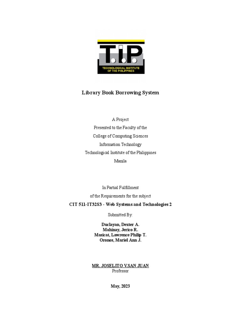 Websystem2 Project Documentation Pdf