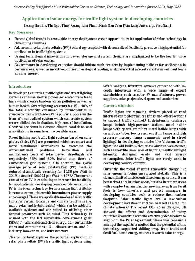 2.4.10-19-Ha-Solar Energy For Traffic Lights | PDF | Solar Power | Photovoltaics