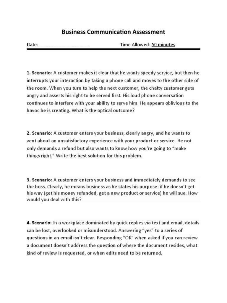 Communication Scenarios in Business | PDF | Communication ...