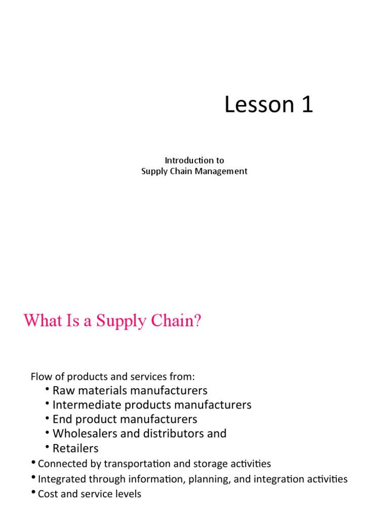 Lesson 1 Supply Chain Management Introduction | Download Free PDF ...