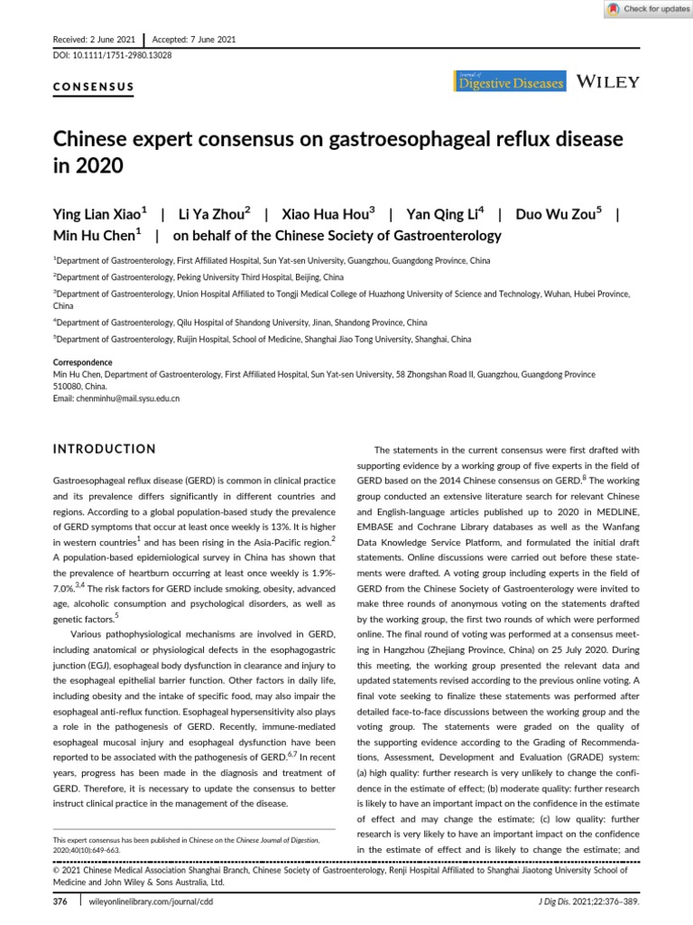 Chinese GERD Consensus 2020 | PDF | Self-Improvement