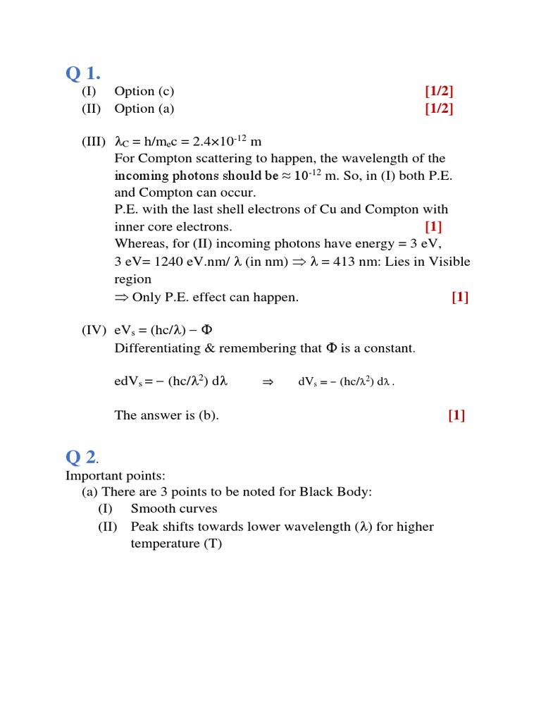 Compton Scattering and Black Body Analysis | PDF | Electronvolt | Physical Sciences