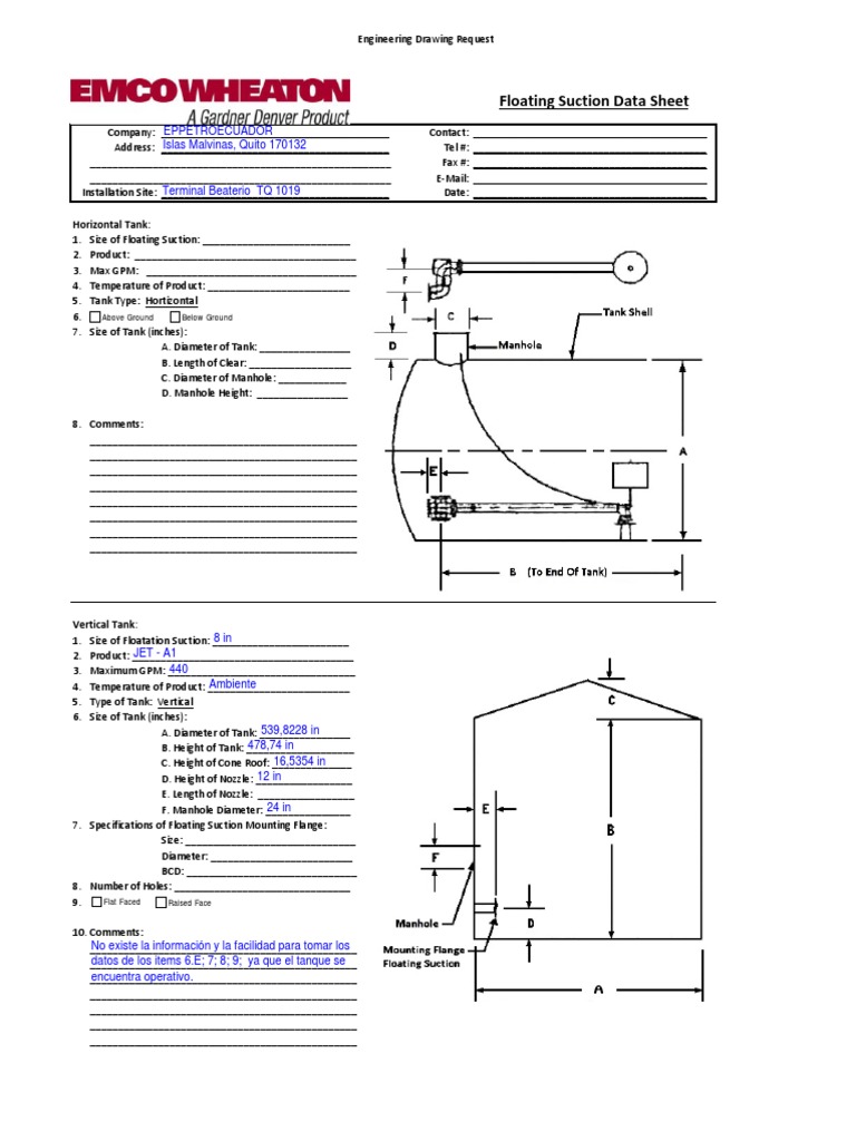 Floating Suction Data Sheet - 1 | PDF | Mechanical Engineering ...