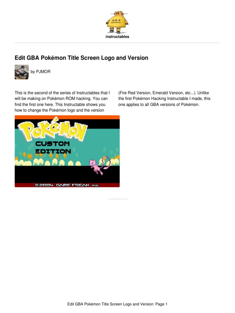 Edit GBA Pokémon Title Screen Logo and Version | PDF | Adobe Photoshop ...