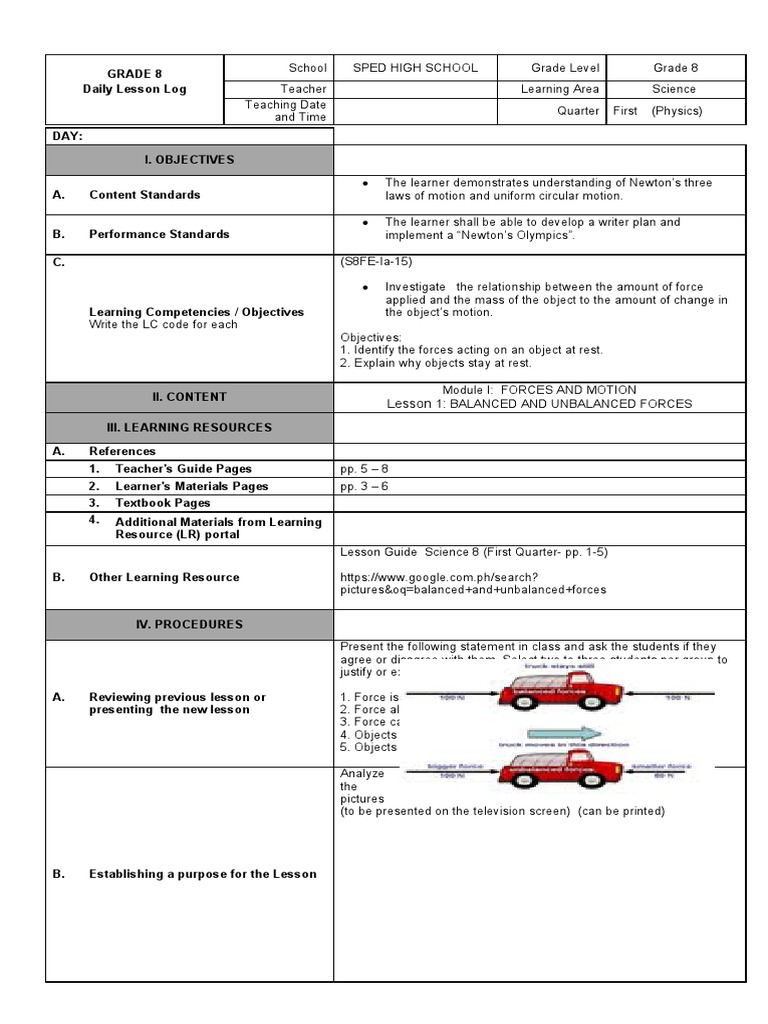 DLL Grade 8 First Grading Final | PDF | Force | Inertia