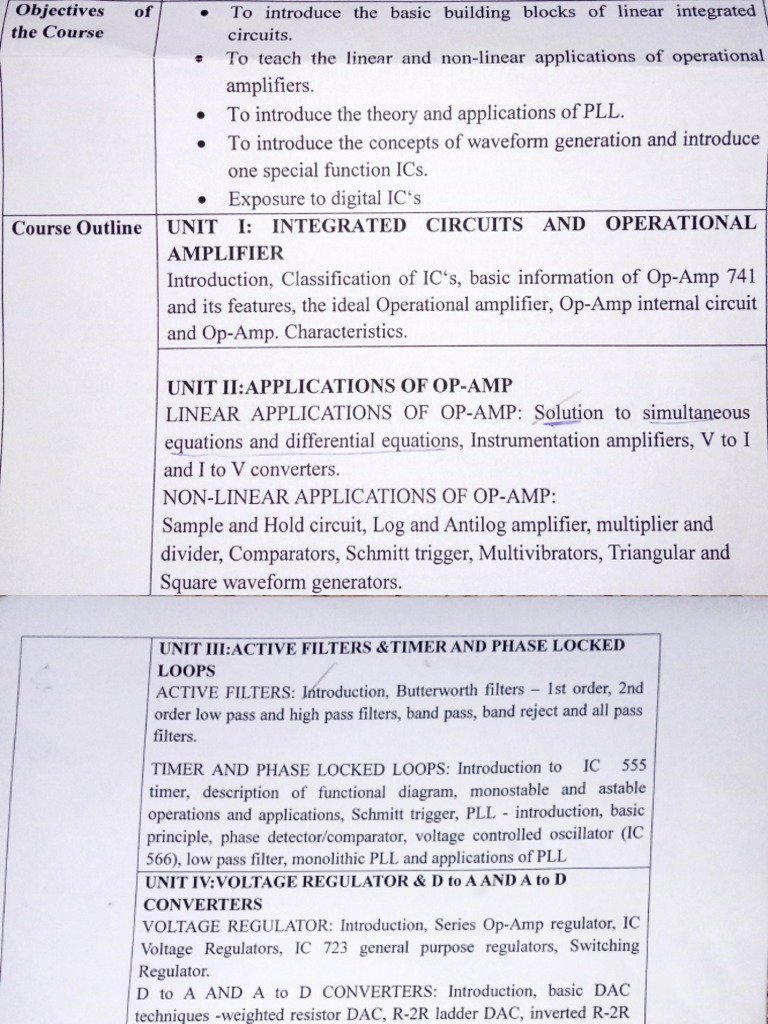 Linear and Digital ICs and Application Syllabus | PDF