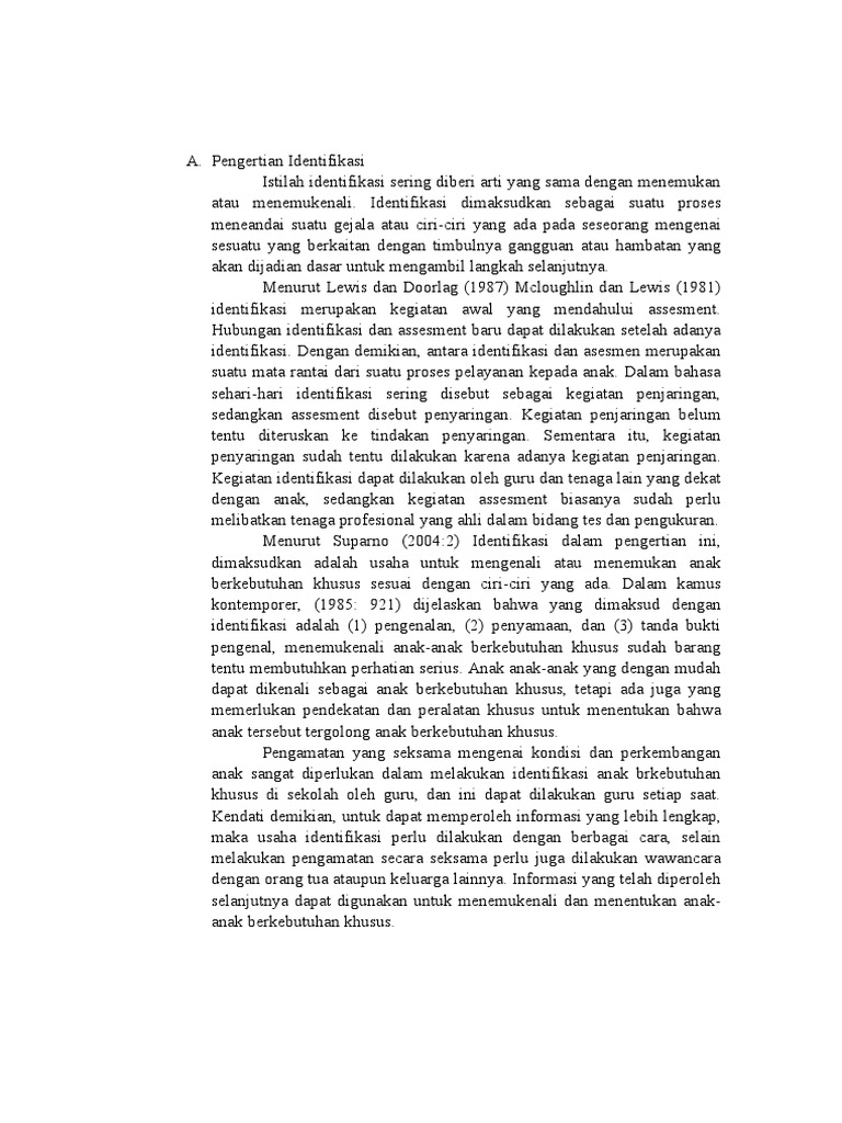 Atg Pengertian Identifikasi | PDF