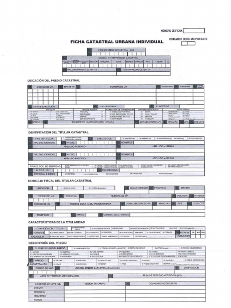 Ficha Catastral Urbana Individual | PDF