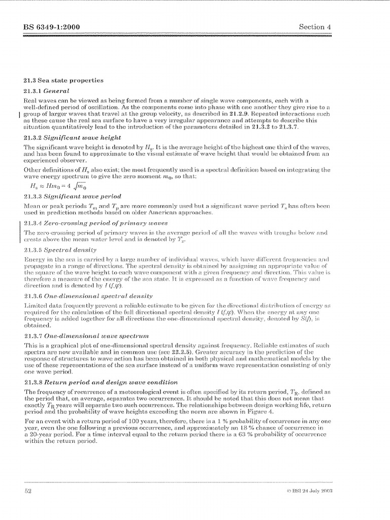 BS 6349-1 Wave Return Period | PDF