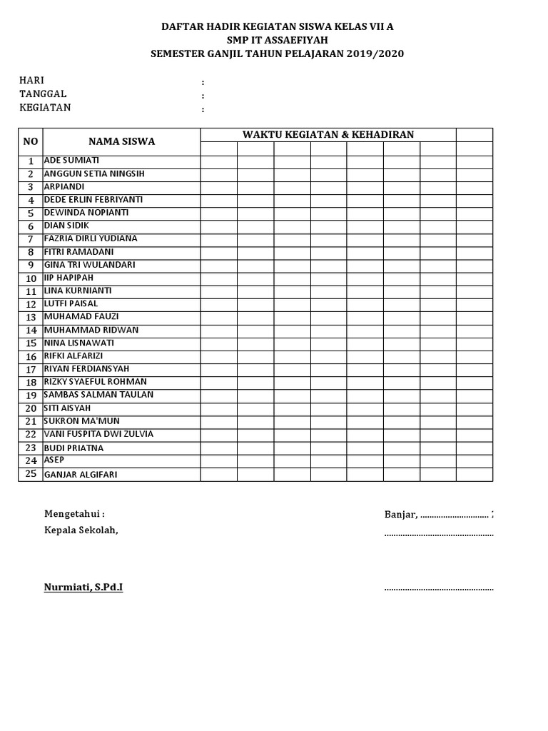 Format NIlai Kelas 7 - 8 | PDF