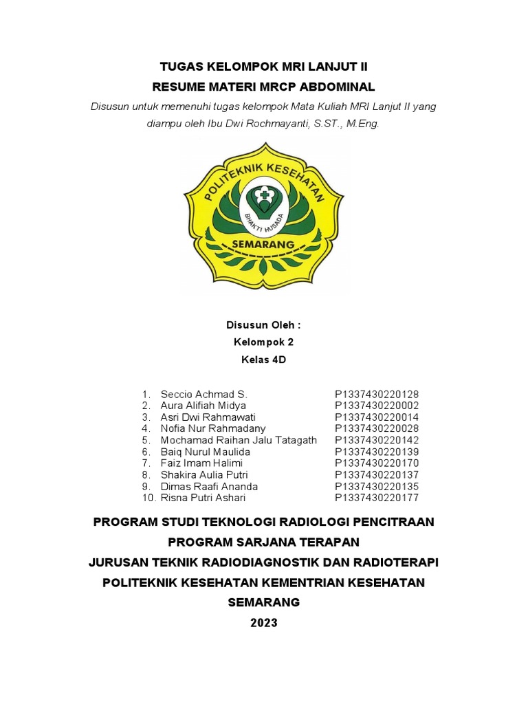 Tugas Kelompok 2 Mri Lanjut Ii (MRCP) | PDF