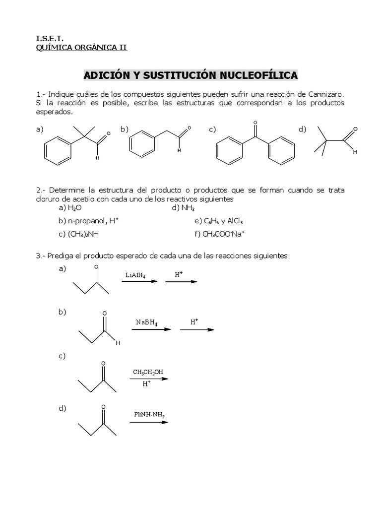 QOII-Guía Adición y Sustitución Nucleofílica | PDF | Ácido | Ácido ...