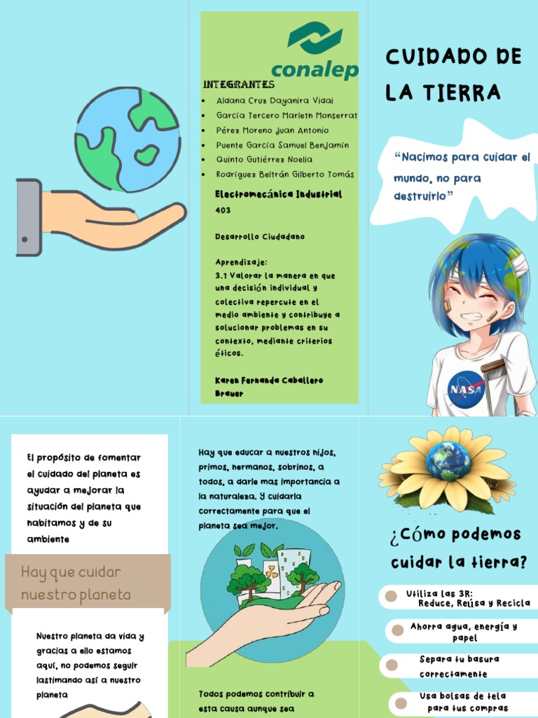 Triptico Cuidado de La Tierra 403 | PDF | Hogar, jardinería y bricolaje | Ciencia y matemáticas