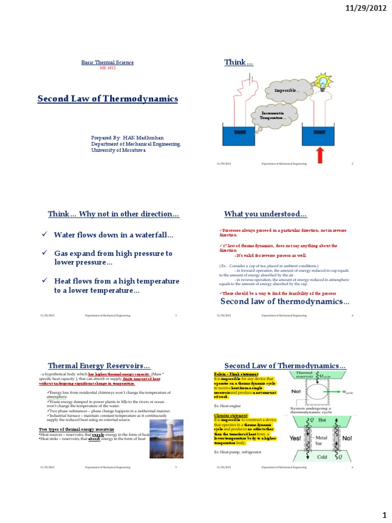 Second Law of Thermodynamics Explained | PDF | Heat | Temperature