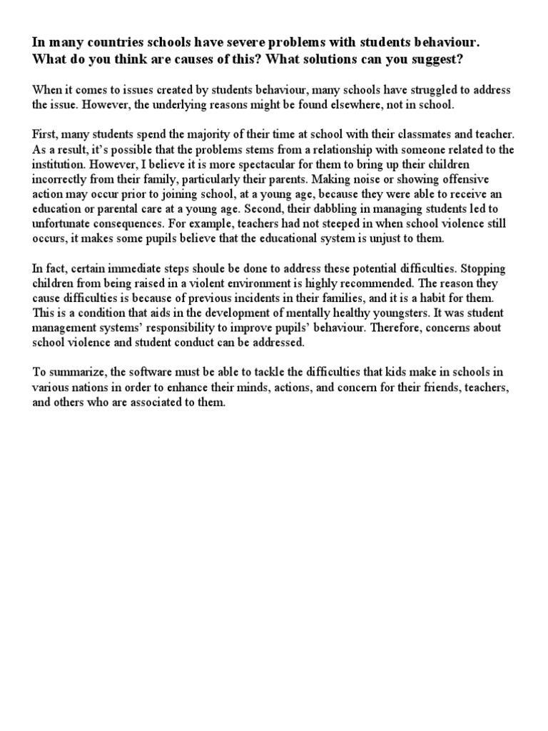 In Many Countries Schools Have Severe Problems With Students Behaviour ...