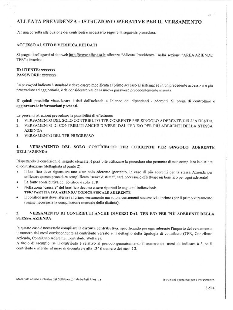 Istruzioni Adesione TFR | PDF