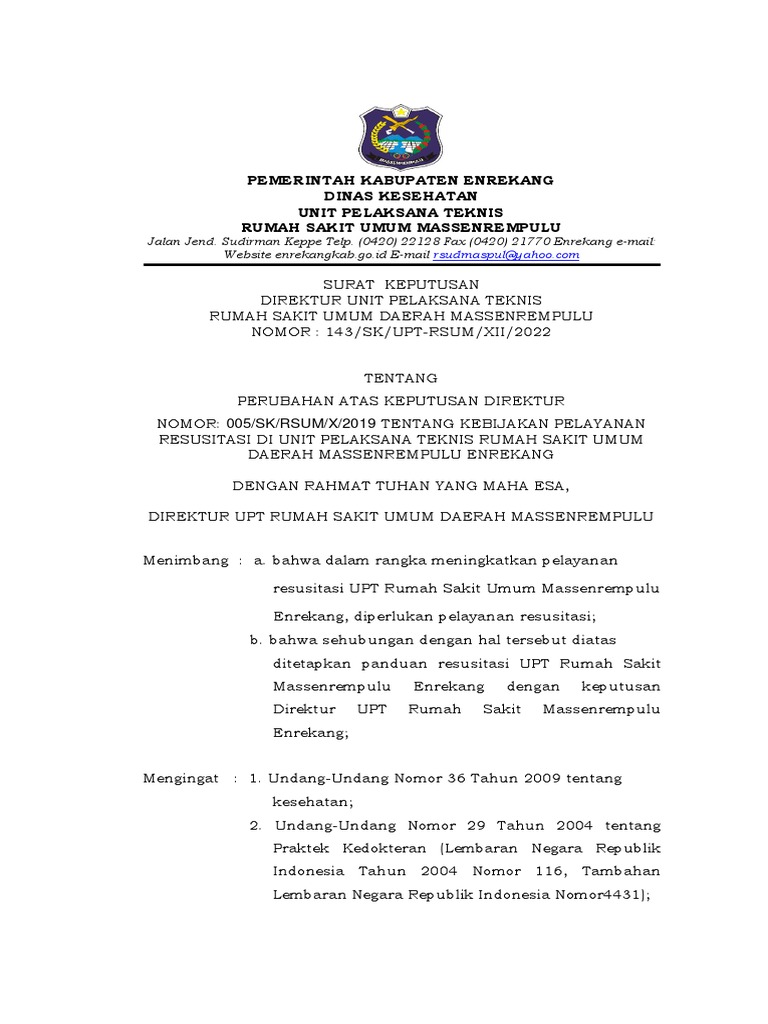 PAP 2.4.A. SK Dan PANDUAN RESUSITASI | PDF