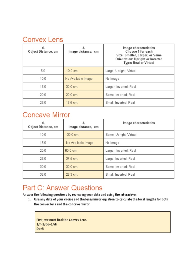 6.05 Lens and Mirror Lab | Download Free PDF | Glass Applications ...