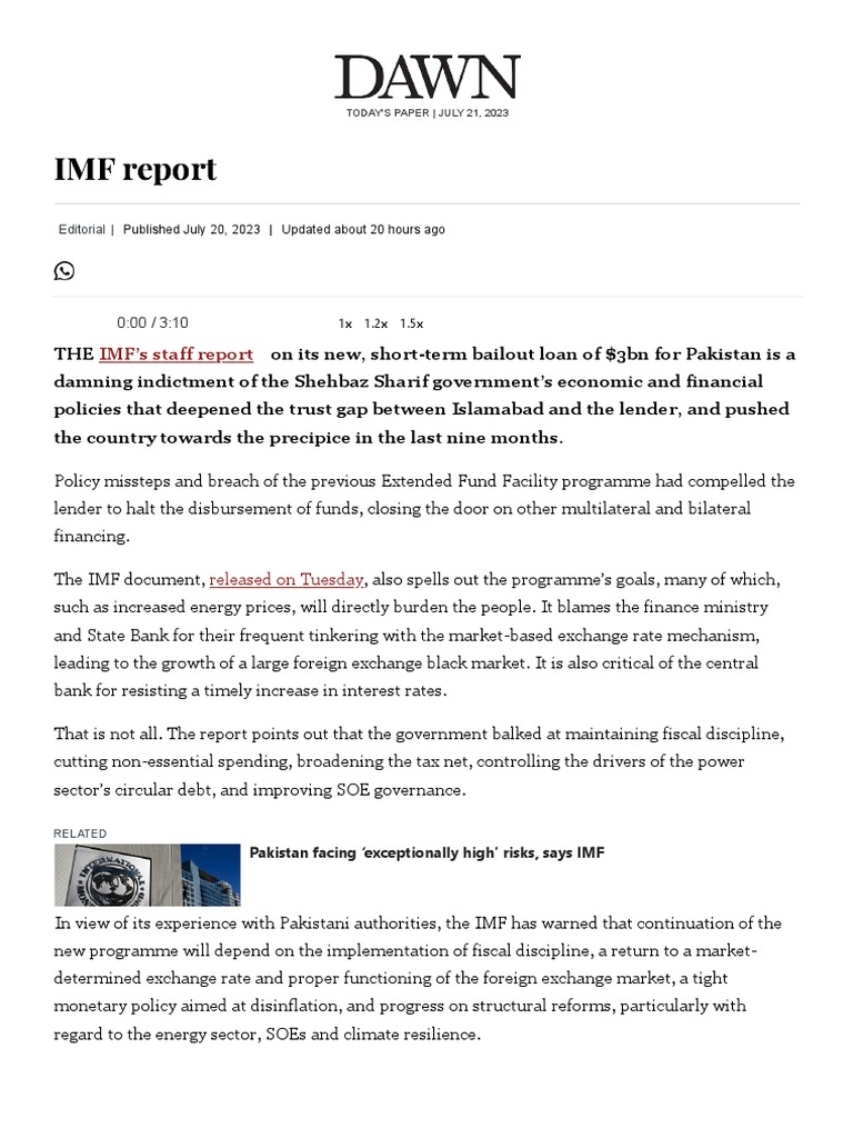 IMF Report Critiques Pakistan's Economy | PDF | International Monetary ...