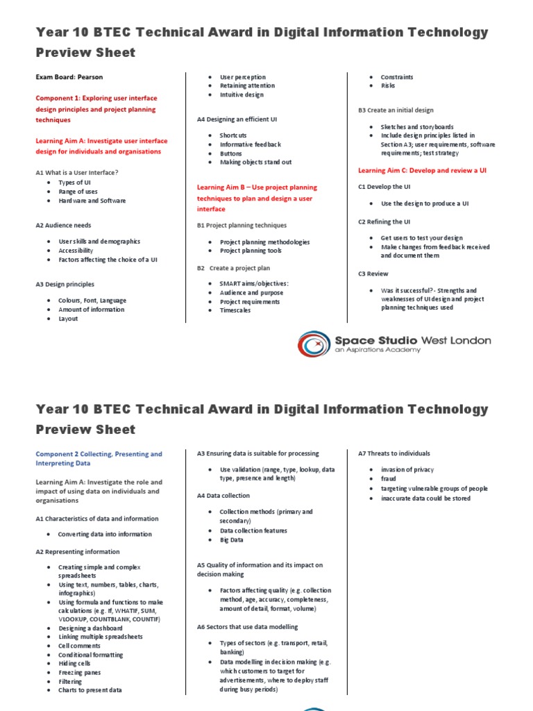 Btec Ict Year 10 | PDF | User Interface | Spreadsheet