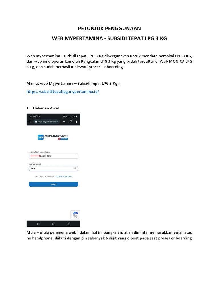 Petunjuk Penggunaan Subsidi Tepat LPG 3 KG Mypertamina | PDF