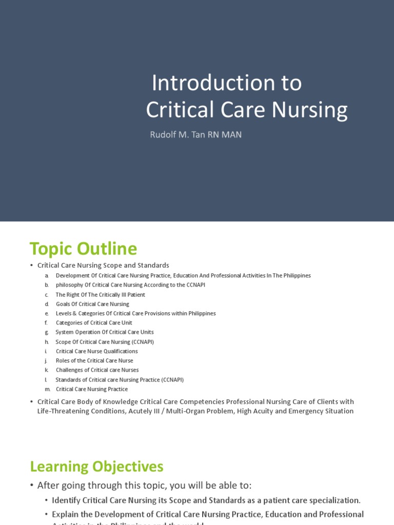 1a Introduction To Critical Care Nursing | PDF | Nursing | Intensive ...