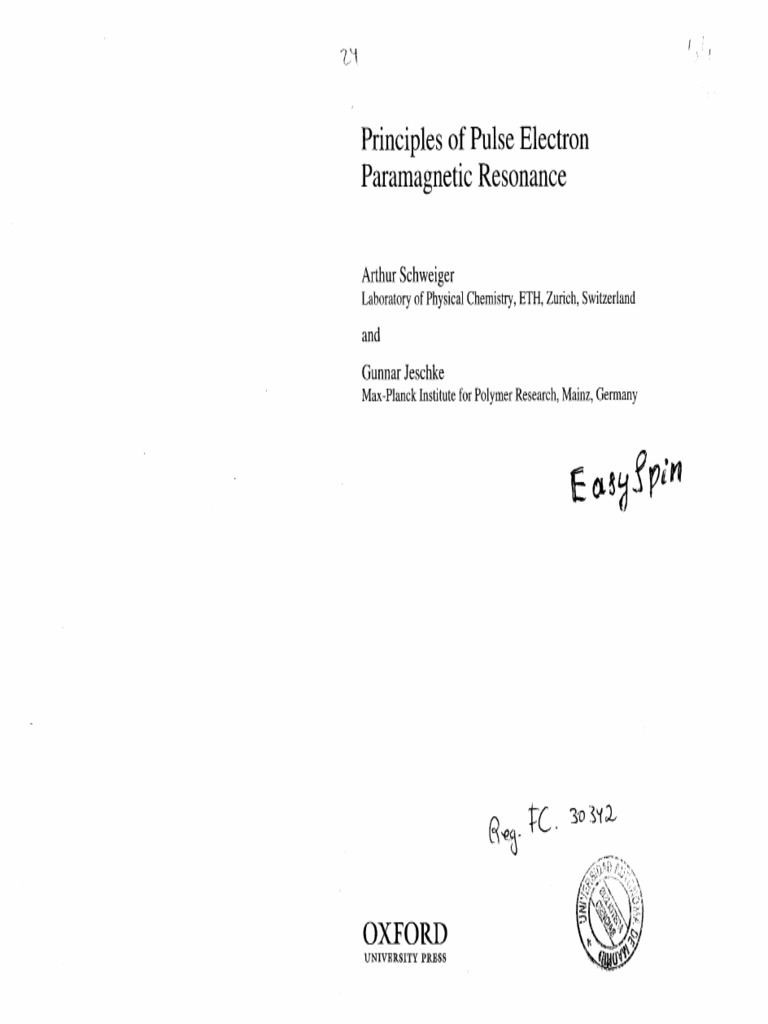 Principles of Pulse Electron Paramagnetic Resonance - Arthur Schweiger ...