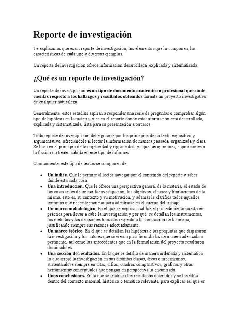 Como Elaborar Un Reporte de Investigacion | PDF | Hipótesis | Cognición