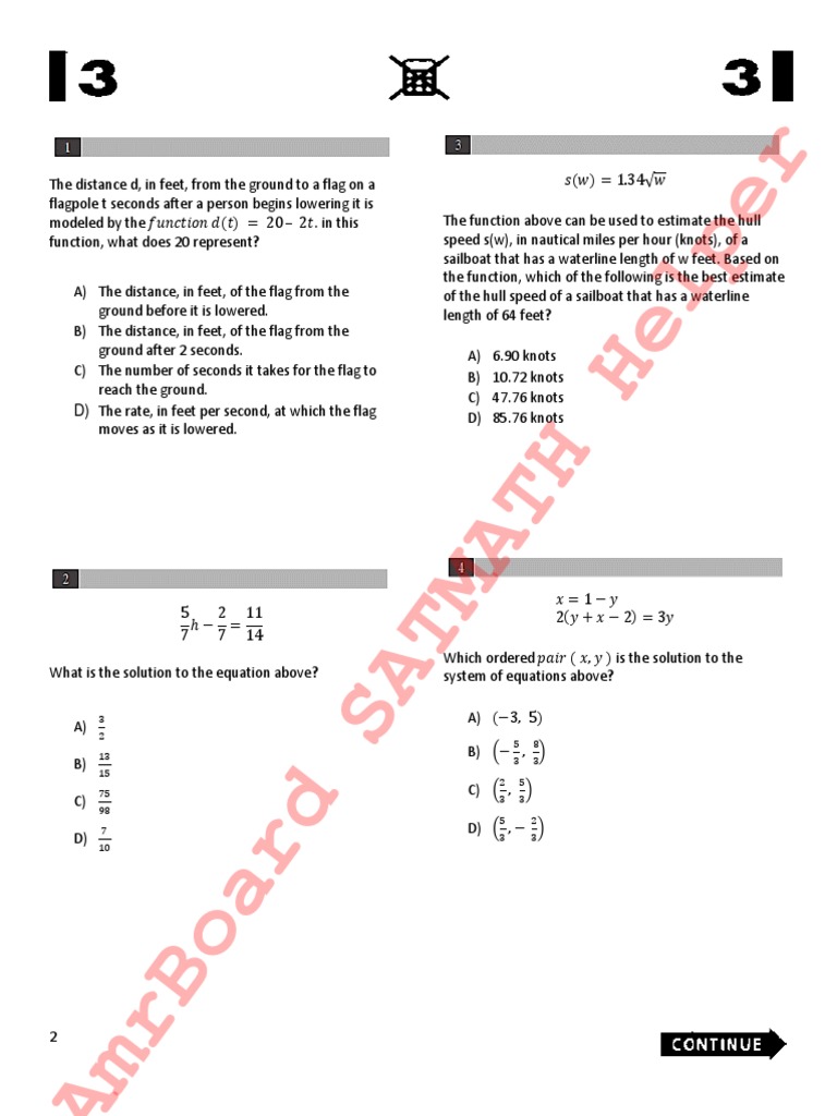 SAT Math Problem Solving Guide | PDF | Weight | Function (Mathematics)
