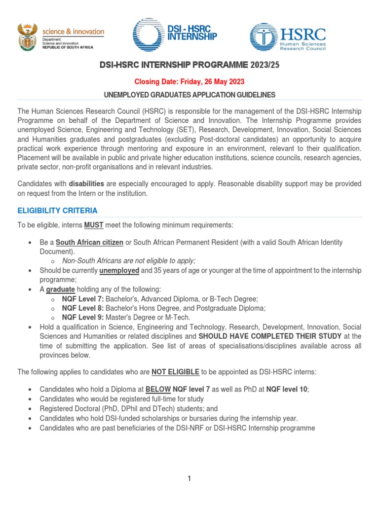 DSI HSRC Internship Advert Call For Graduates To Apply 2023 25 3 ...