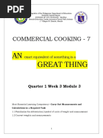 Tle 7 Cookery Perform Mensuration & Calcuation | PDF | Teaspoon | Litre