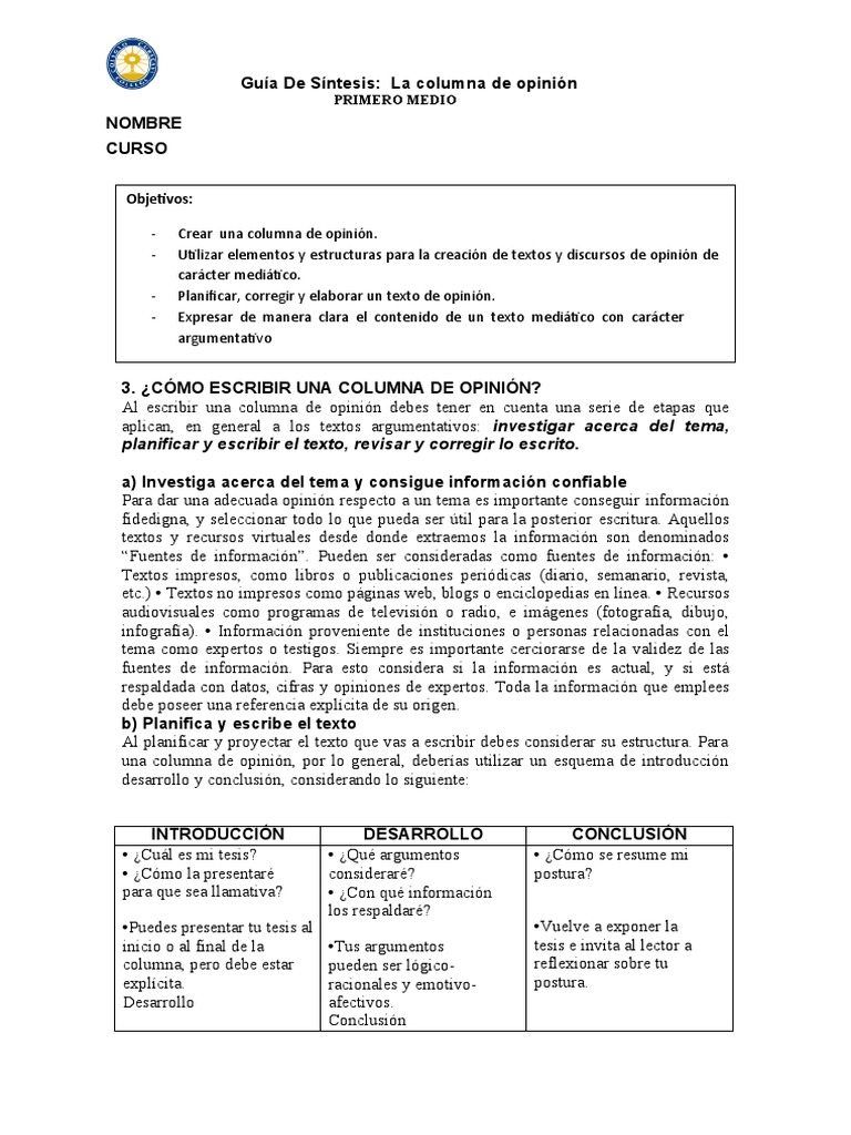 GUÍA La-columna-de-opinión.-Taller-de-escritura | PDF | Certeza