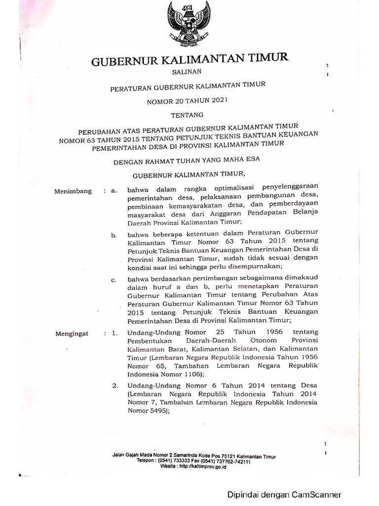 Pergub No 20 Tahun 2021 Juknis Bankeu | PDF