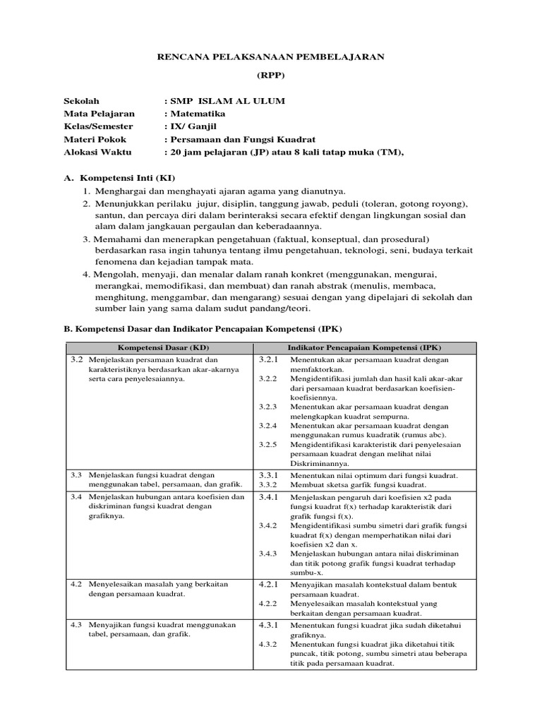 B. Kompetensi Dasar Dan Indikator Pencapaian Kompetensi (IPK) | PDF | Metode & Bahan Ajar