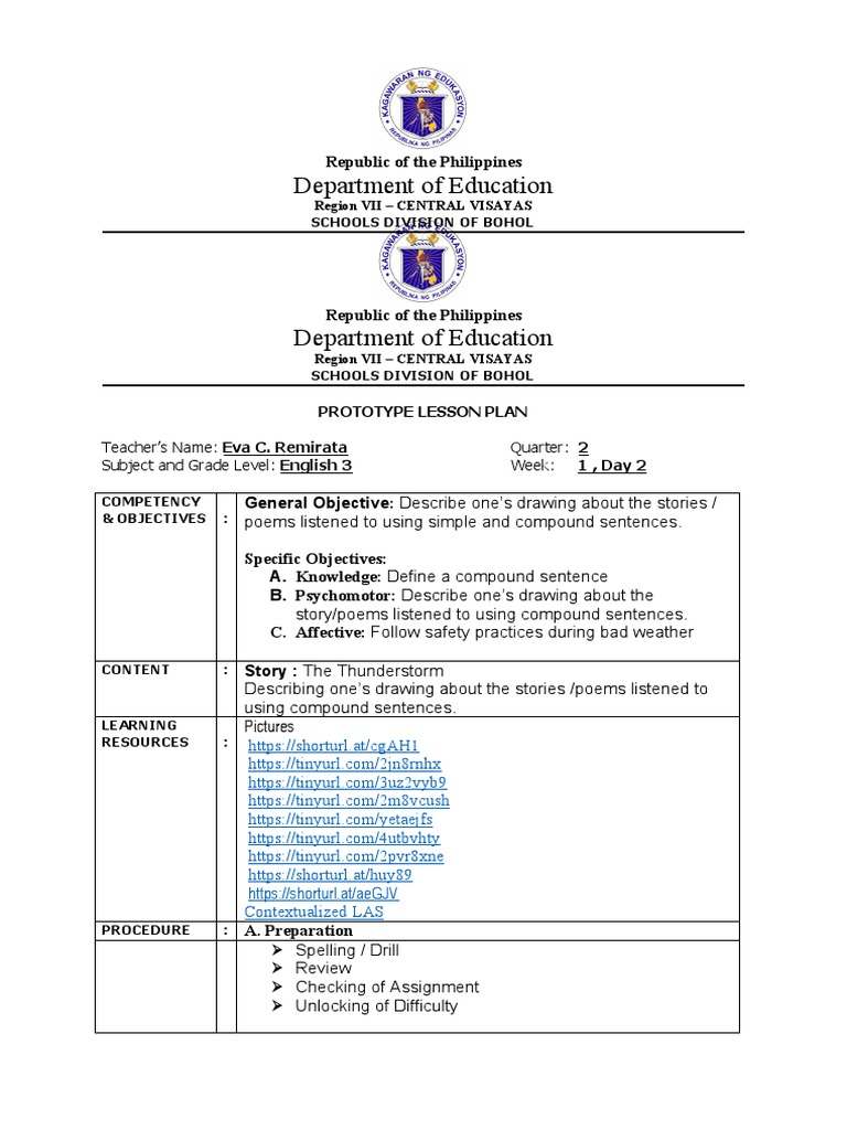 Eng3 ProtoypeLP Q1 W1 Day2 | PDF