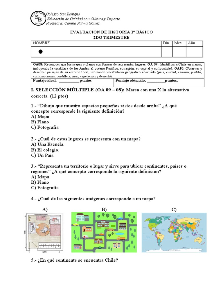 Evaluación de Historia 1° 2DO TRIMESTRE | PDF | Chile