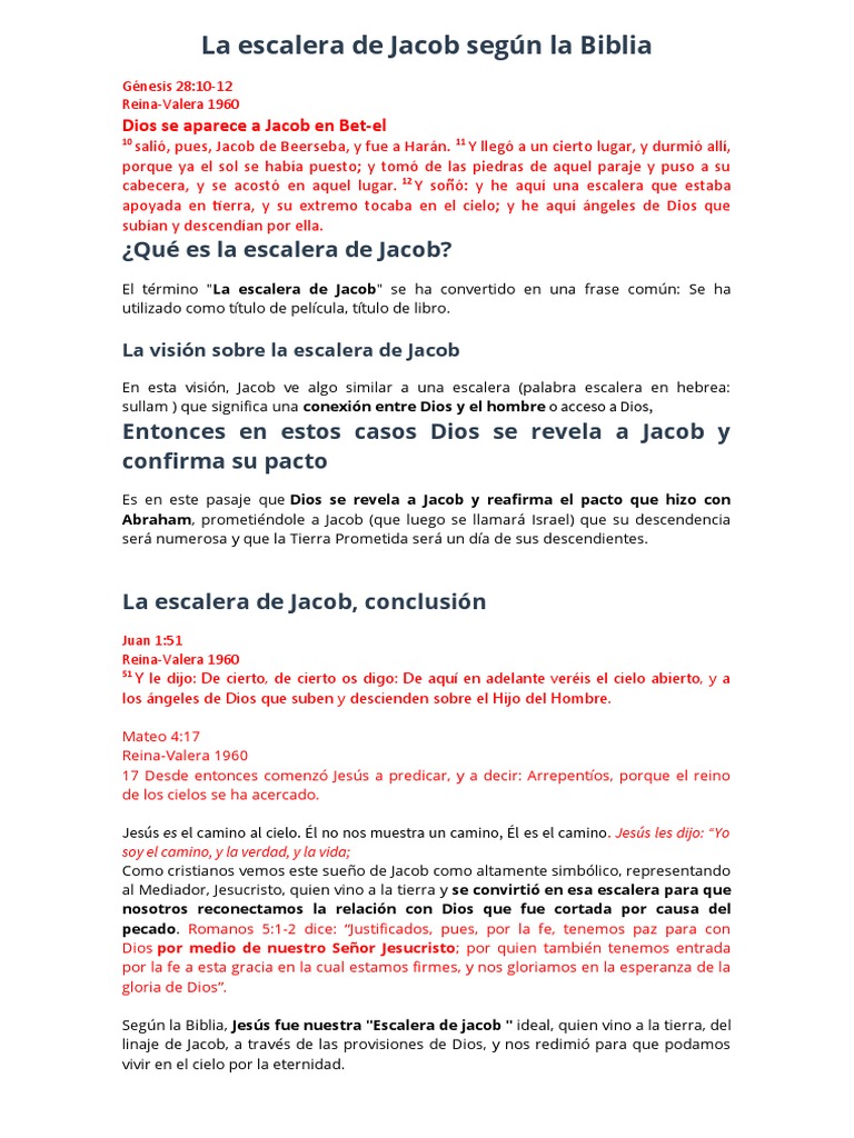 La Escalera de Jacob Según La Biblia DEVOCIONAL | PDF | Religión y ...