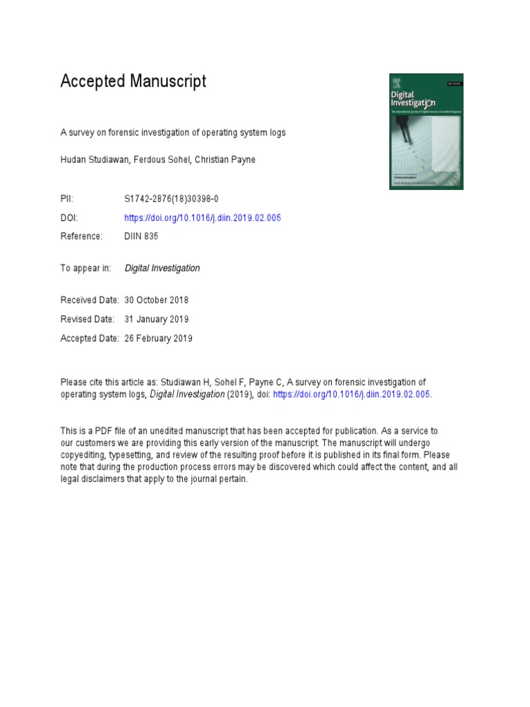 A Survey On Forensicinvestigation of OS | PDF | Computer Forensics ...