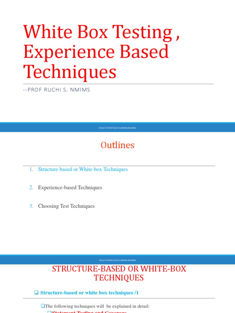 White Box Testing, Experience Based Techniques | PDF | Control Flow ...
