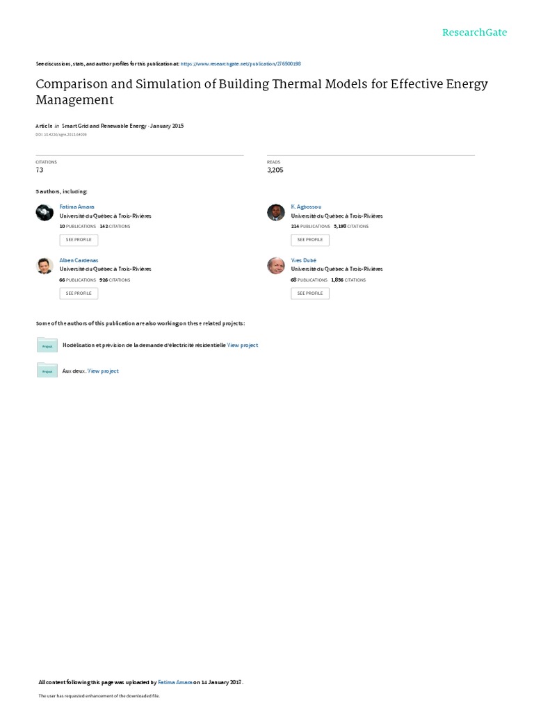 Comparison and Simulation of Building Thermal Models For Effective ...