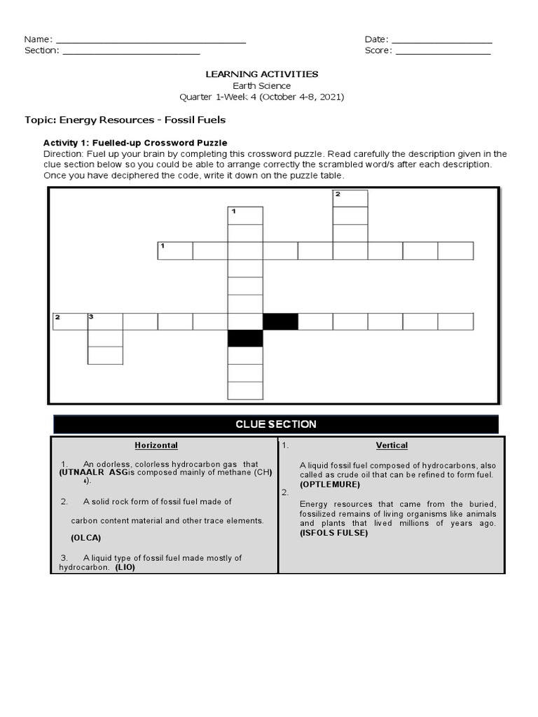 Learning Activities Q1 Week 4 | PDF | Petroleum | Fuels