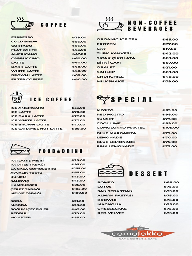 Comolokko Menu | Download Free PDF | Foods | Hot Drinks