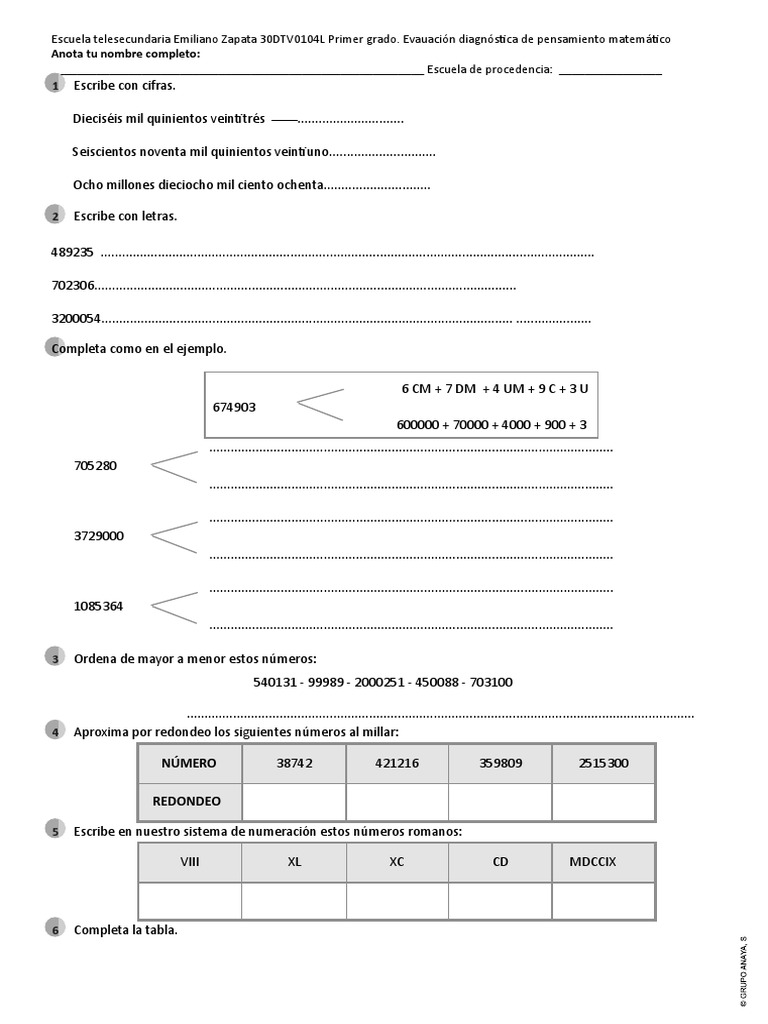 Diagnostico Operaciones Básicas PG 1 A 3 | PDF