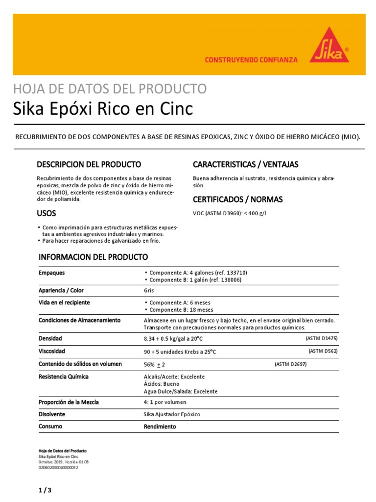 Sikacor Epoxi Primer | PDF | Epoxy | Zinc