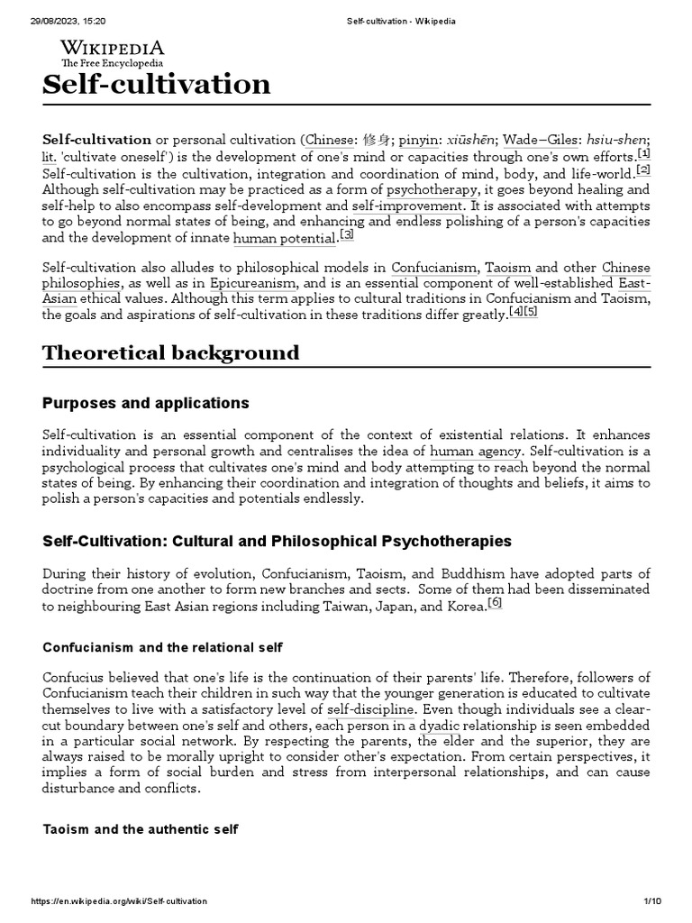 Self Cultivation | PDF | Psychology | Eastern Philosophy Self Cultivation | PDF | Psychology | Eastern Philosophy