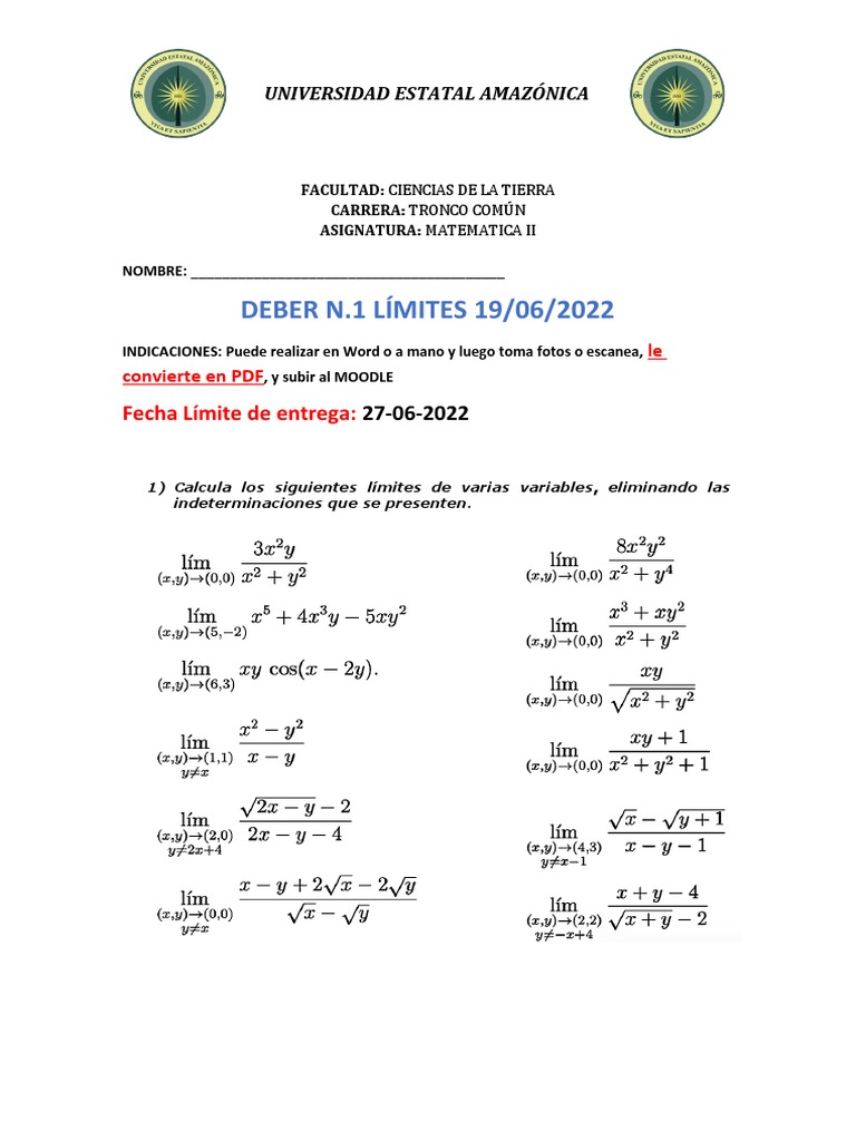 Límites Matemáticos: Ejercicios y Soluciones | PDF